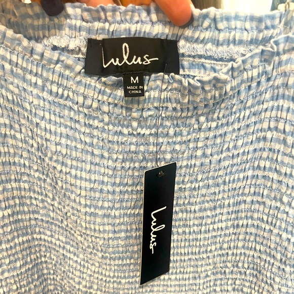 Lulus | Dresses | Nwt Lulus Light Blue Gingham Smocked Mini Dress ...